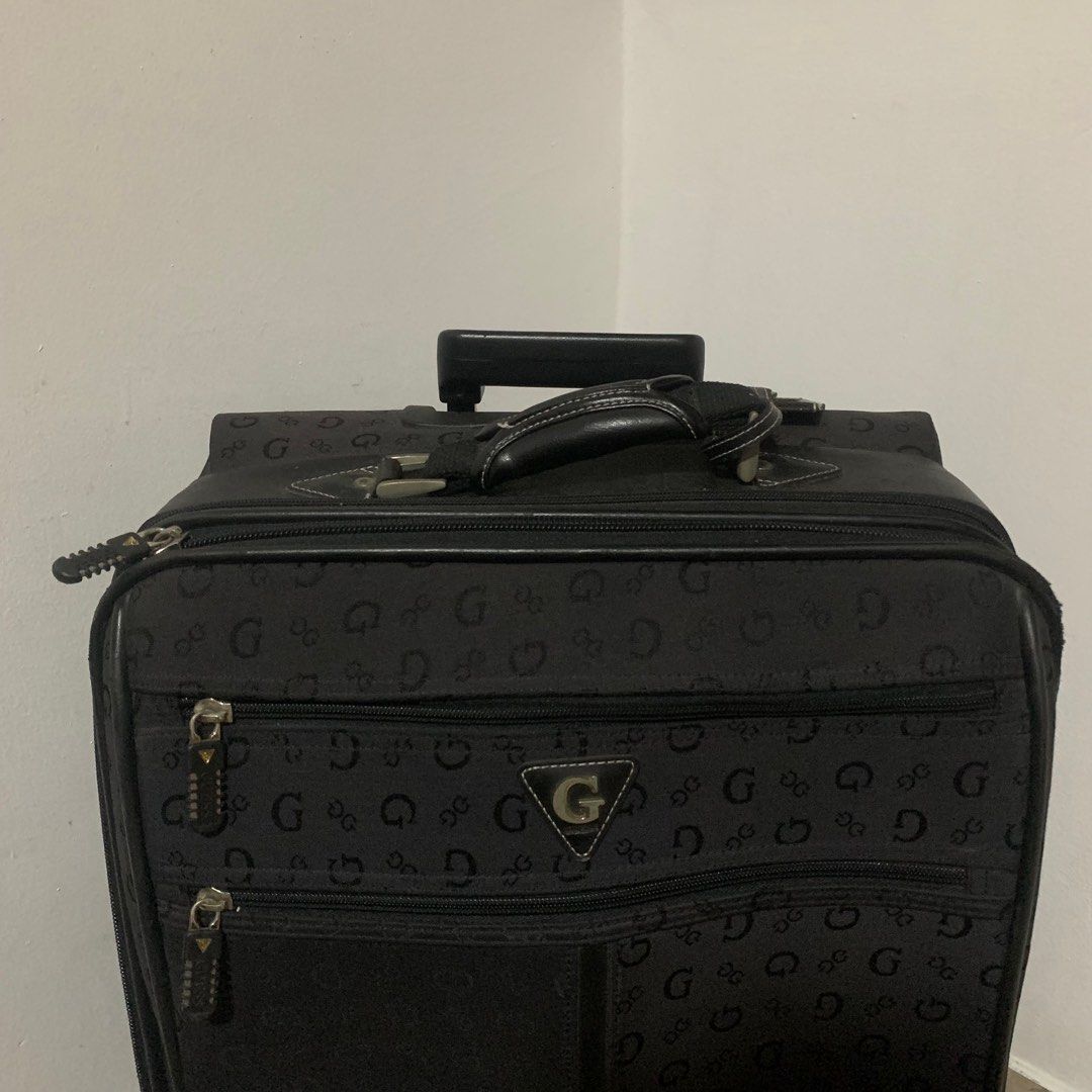 GUESS AUTHENTIC BLACK TROLLEY PACK PUSH ROLLER LUGGAGE BAG TRAVEL ...