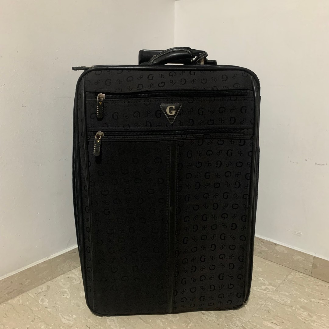 GUESS AUTHENTIC BLACK TROLLEY PACK PUSH ROLLER LUGGAGE BAG TRAVEL ...