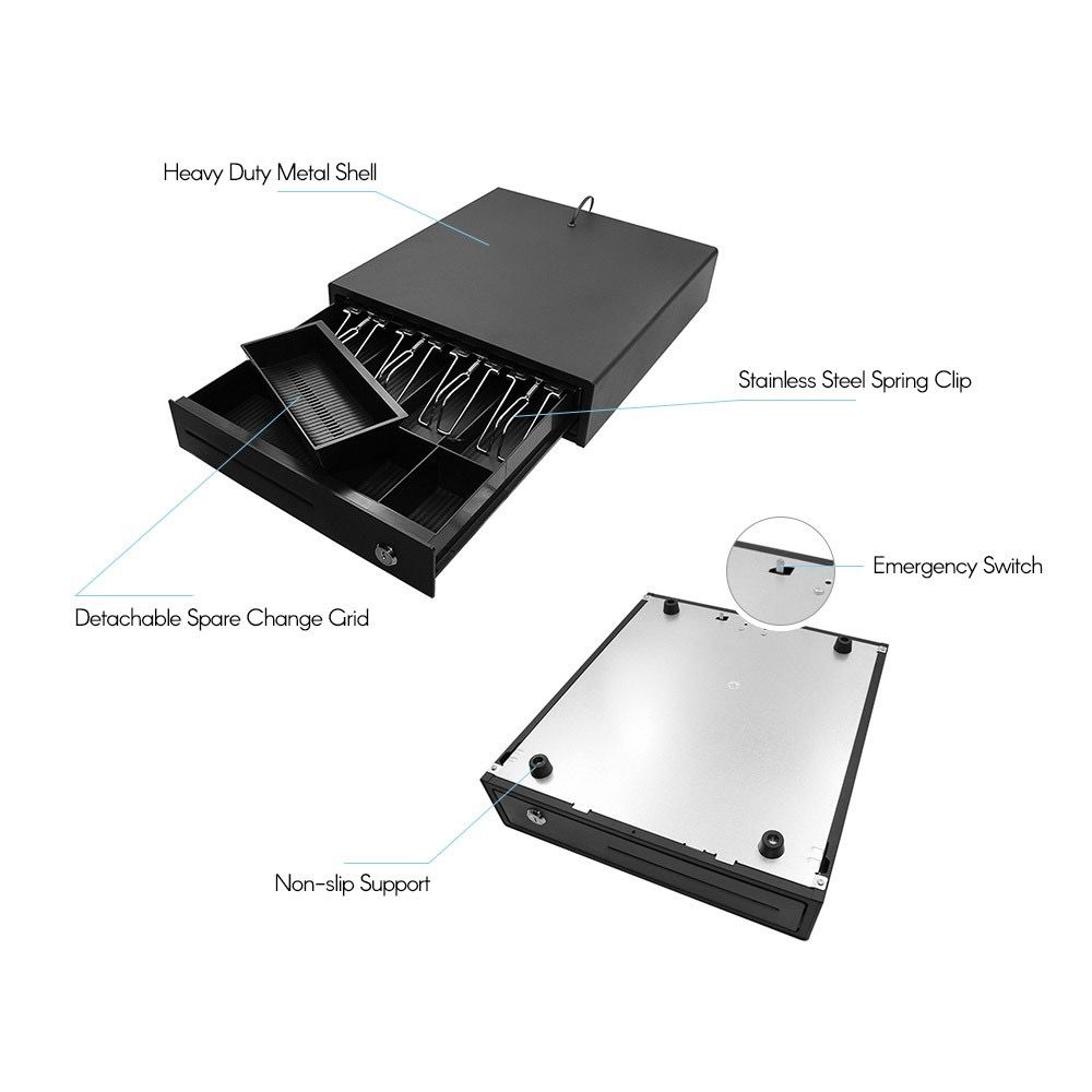Heavy Duty Cash Drawer Four-Grid Three-Gear POS Cash Register Drawers ...