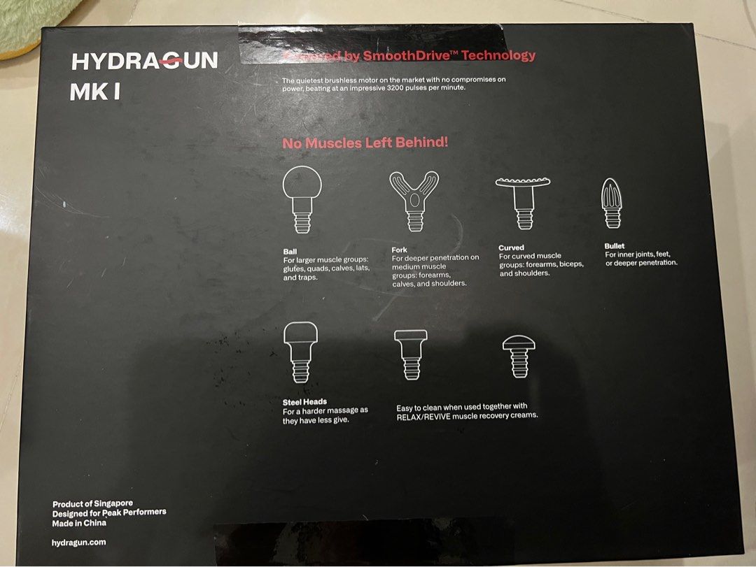 Hydragun MK I Sports Massage Gun, Health & Nutrition, Massage Devices ...