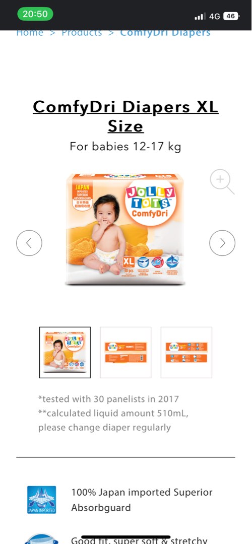 Jolly Tots XL Diapers, Babies & Kids, Bathing & Changing, Diapers ...