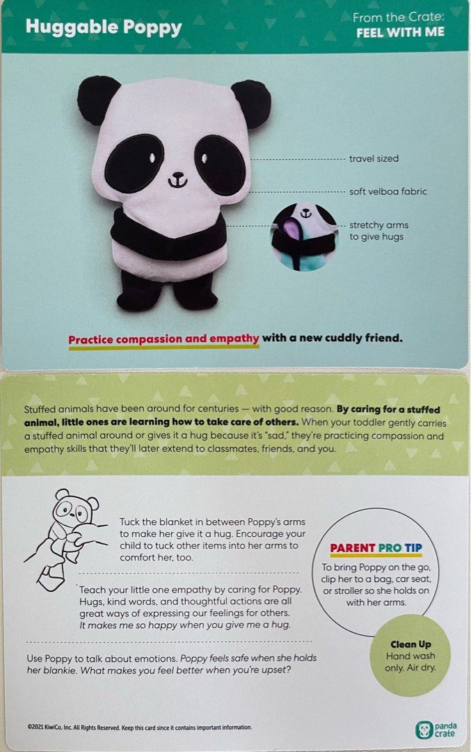 Kiwico Huggable Poppy Soft Toy Comfort Panda, Babies & Kids, Infant ...