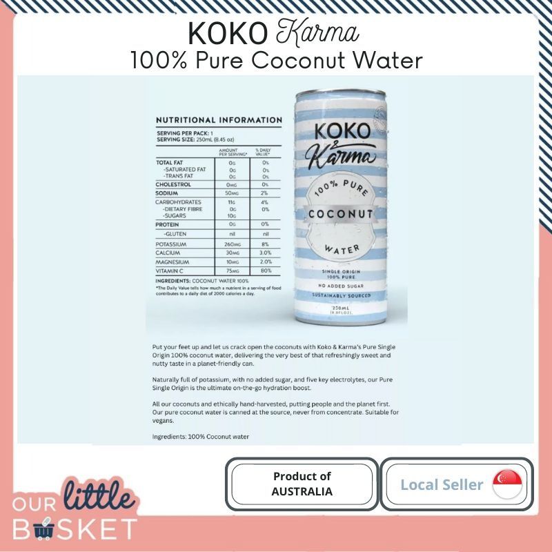 KOKO Karma Premium Coconut Water (12 cans/Carton Bundle), Food & Drinks ...