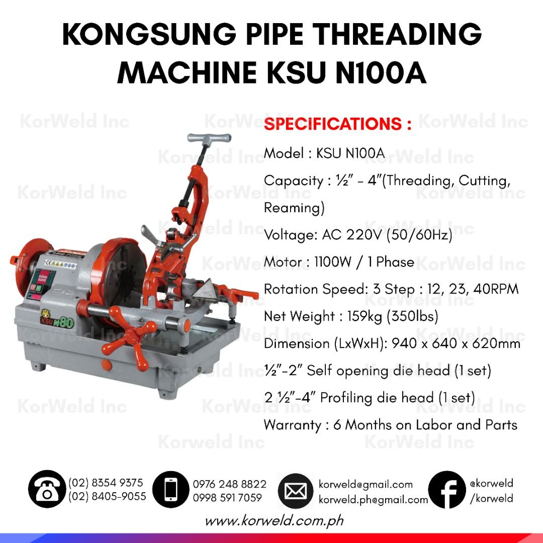 KONGSUNG Pipe Threading Machine KSU N100A, Commercial & Industrial ...