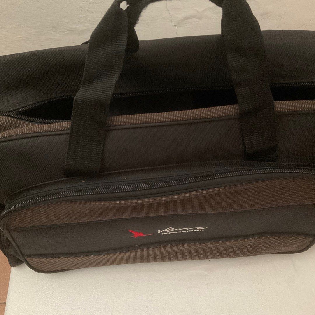 Travel Bag koper hand carry tas tenteng coklat tua dark brown kain resleting kain besar jumbo ...