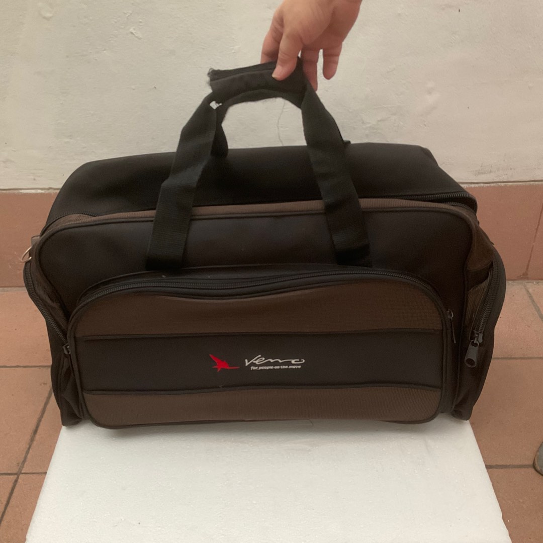 Travel Bag koper hand carry tas tenteng coklat tua dark brown kain ...