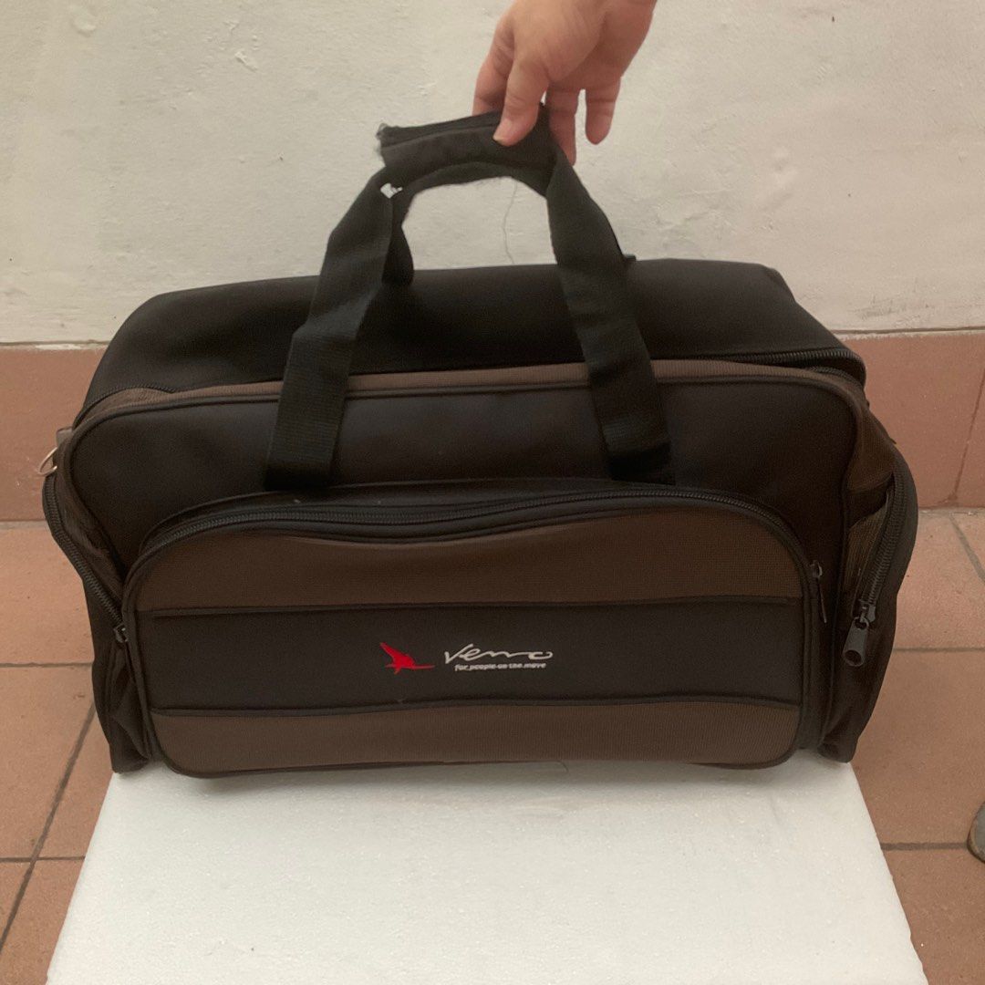 Travel Bag koper hand carry tas tenteng coklat tua dark brown kain resleting kain besar jumbo ...