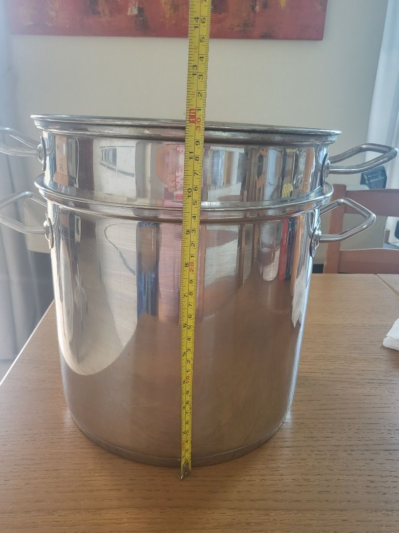 Large 28cm stainless steel stock pot with inner strainer and lid + 28cm ...