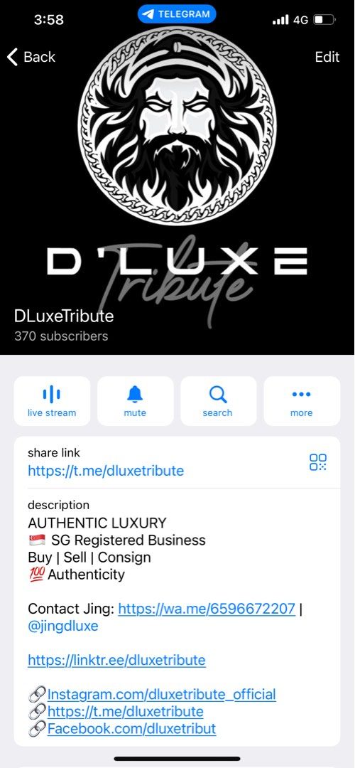 Luxury Telegram Channel, Announcements on Carousell