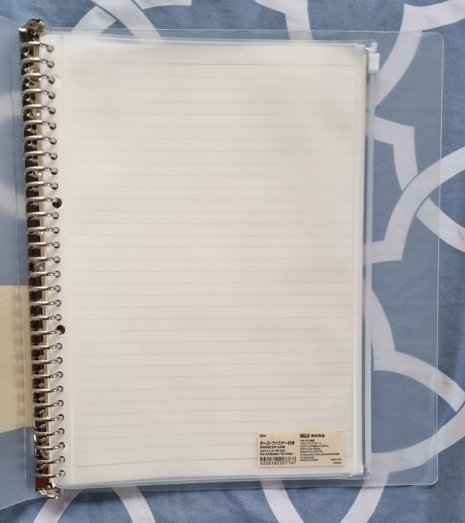 Original Muji A4 Binder with paper (30 holes), Hobbies & Toys, Stationary & Craft, Craft ...