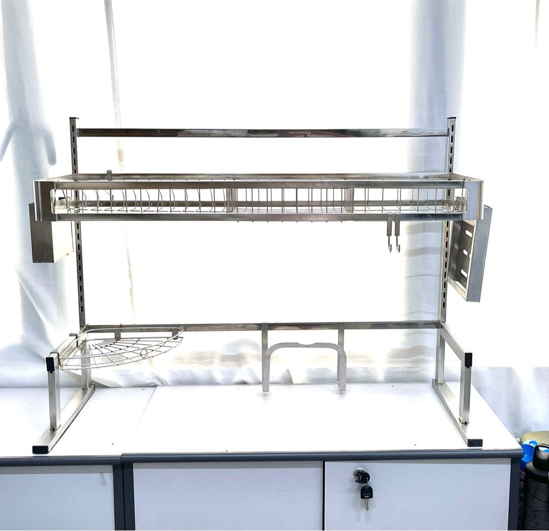 Over Sink Dish Drying Rack, Full Stainless Steel Storage Adjustable ...