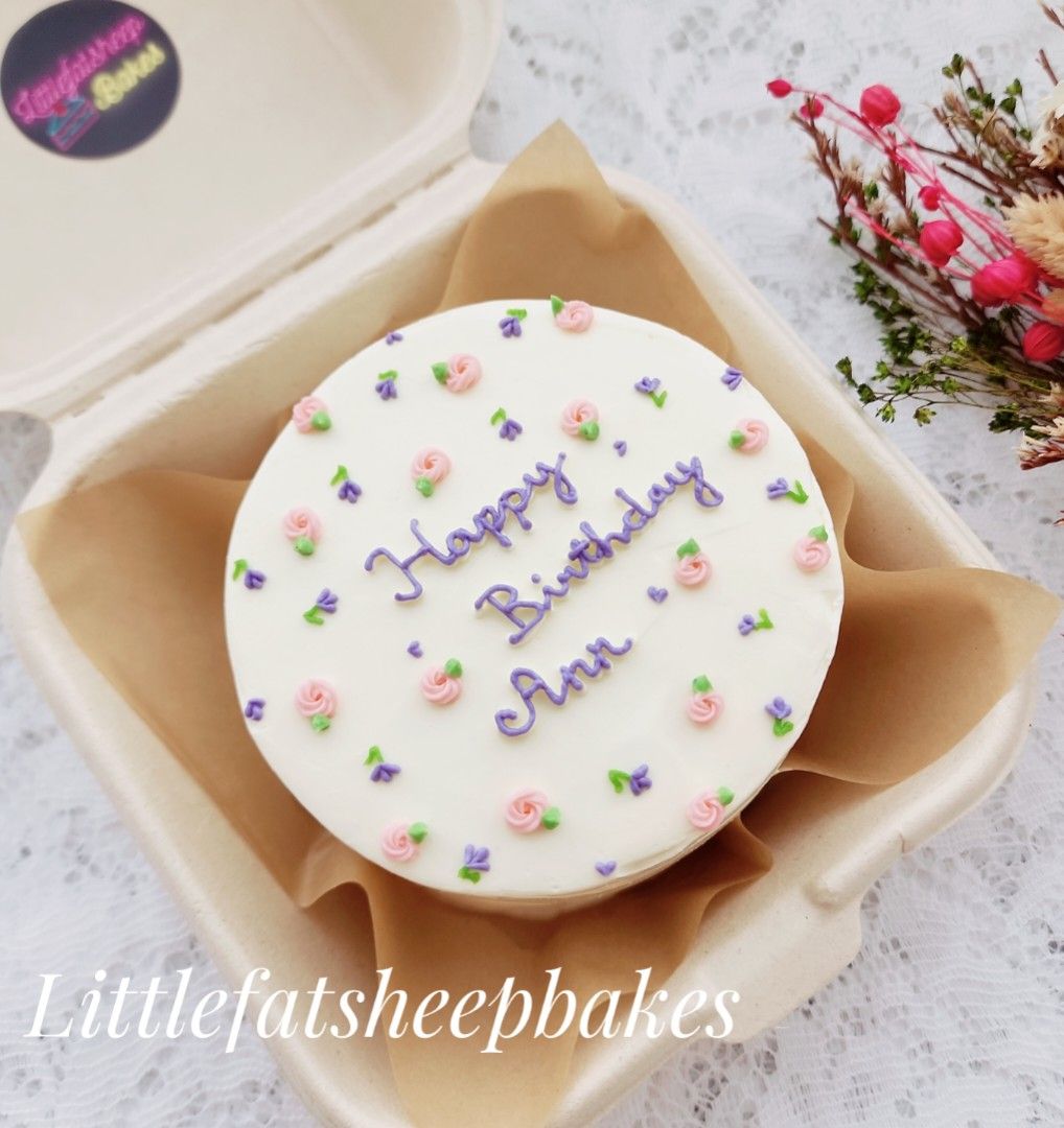 Pink Roses & Purple Floral bento cake, Food & Drinks, Homemade Bakes on ...