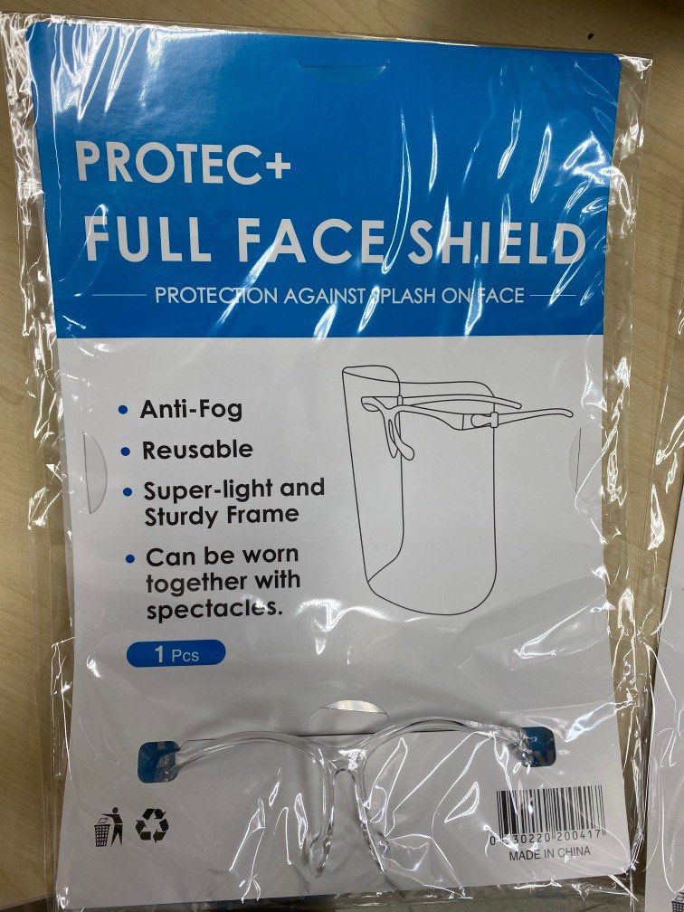 PROTEC+ Full Face Shield, Health & Nutrition, Braces, Support ...