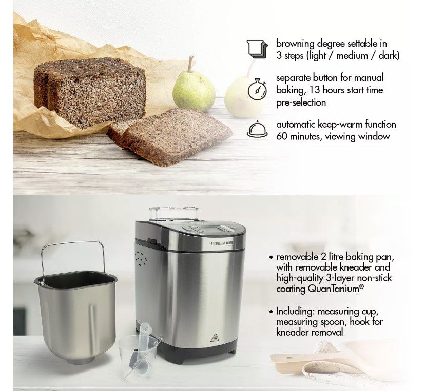 Rommelsbacher BA 550 bread maker with automatic ingredients dispenser ...