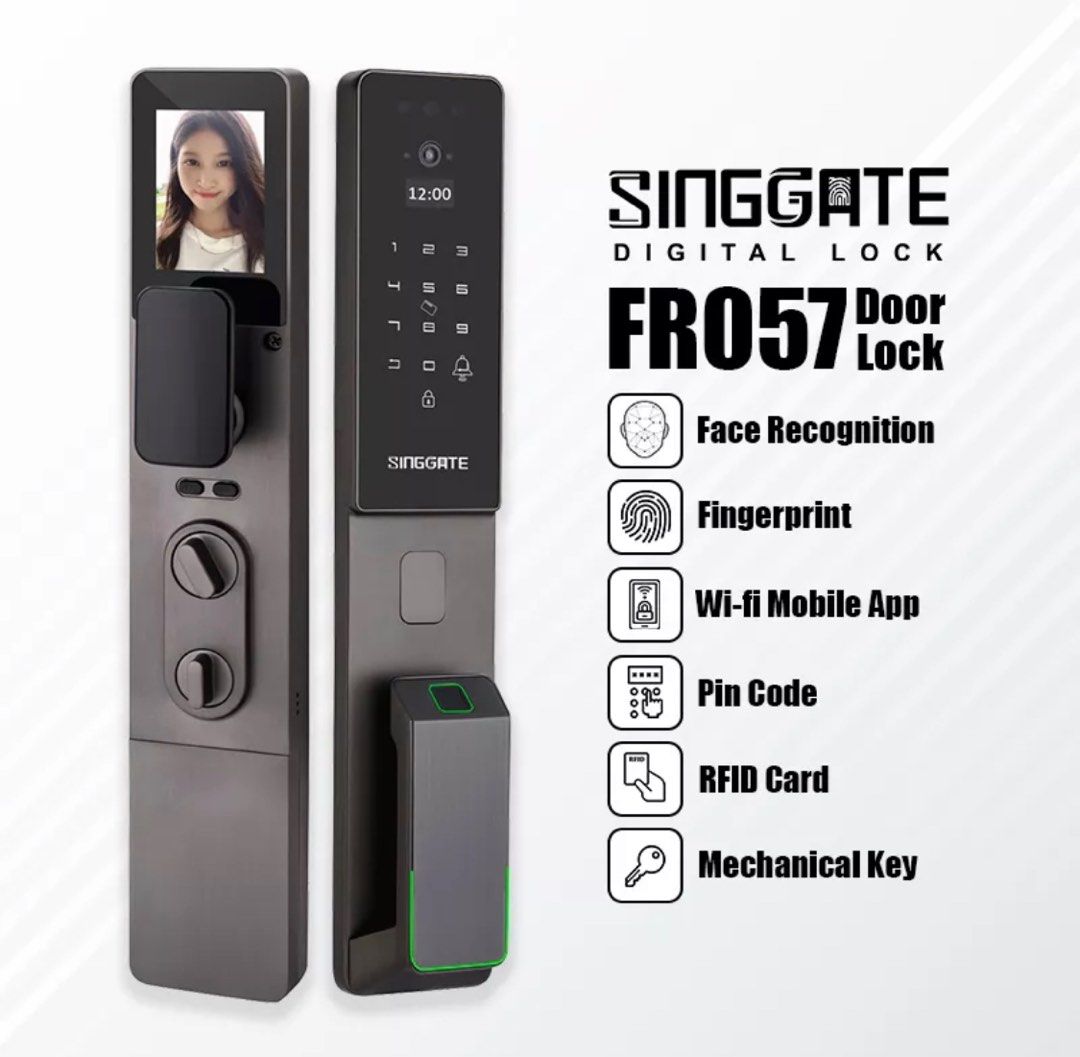 Singgate FR057 Ultra Slim 3D Face Recognition WiFi Digital Door Lock ...