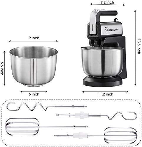 SM. Stand Mixer, 5 Speeds Electric Mixer 2 in 1 Hand Mixer with 4 ...