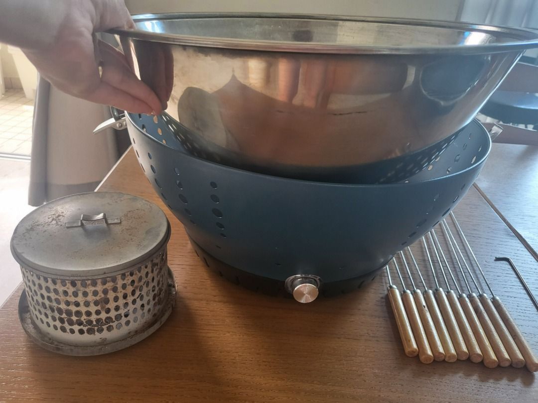 Smokeless indoor BBQ charcoal grill, USB charged fan, with mookata ...