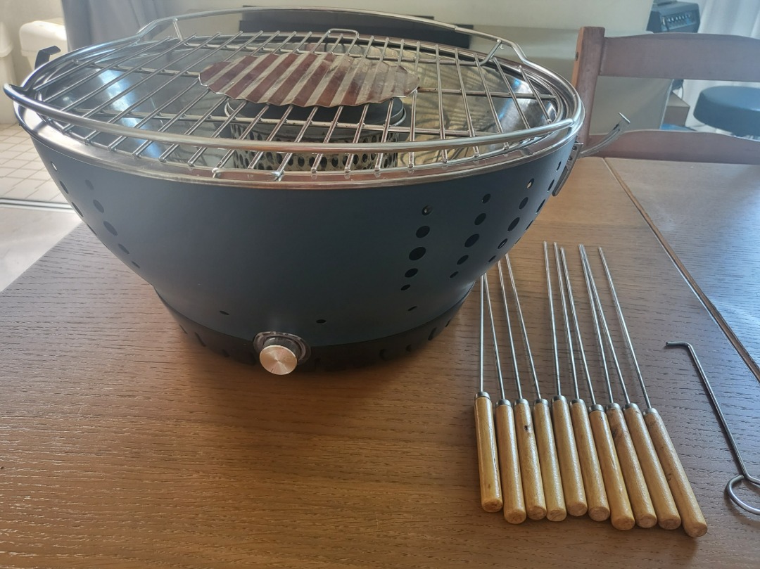 Smokeless indoor BBQ charcoal grill, USB charged fan, with mookata ...