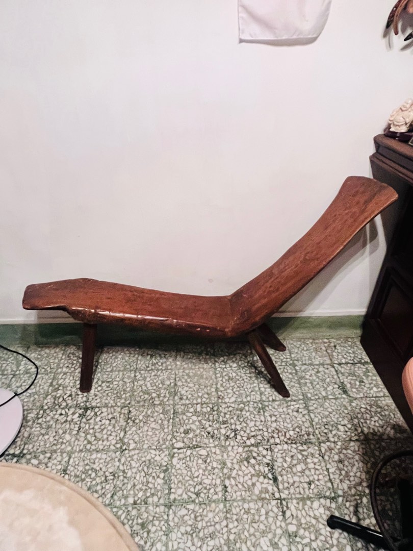 Solid Wooden Reclining Bench Made from Tree Trunk Rare Unique Design ...