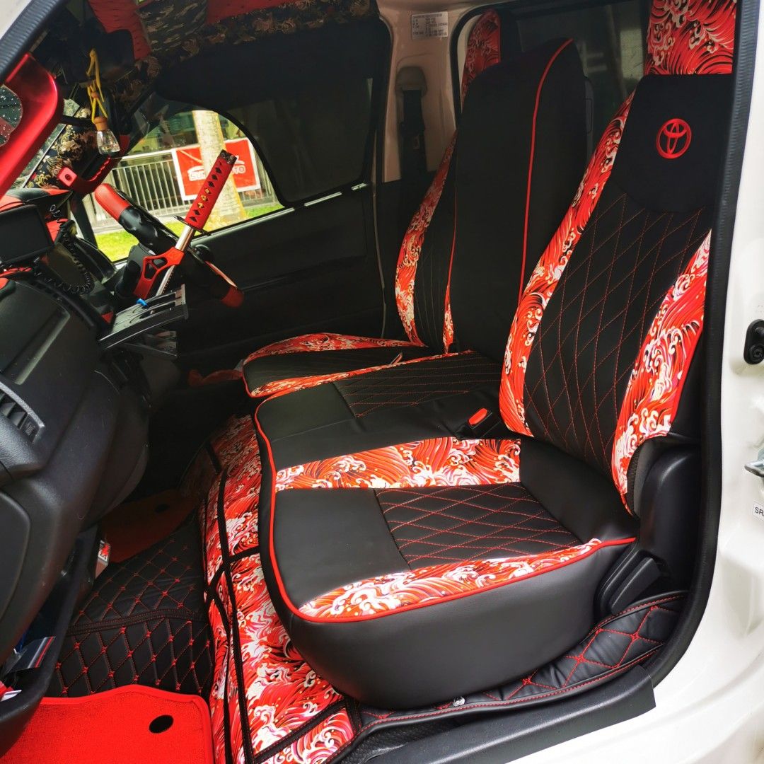 toyota hiace 1+2 customise seat cover (red wave), Car Accessories ...