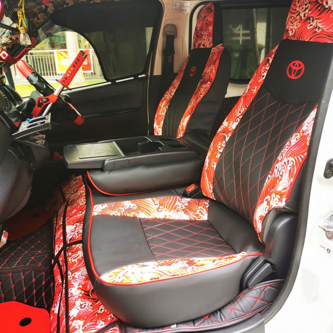toyota hiace 1+2 customise seat cover (red wave), Car Accessories ...