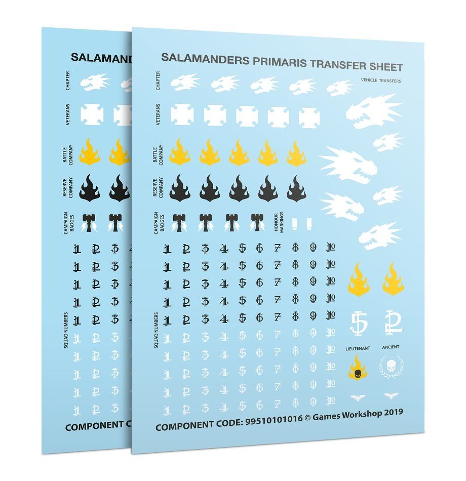 Warhammer 40k Salamanders Primaris Upgrade Sprue + Transfer Sheet ...