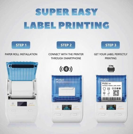 1323) PUQU Label Maker | Portable Bluetooth Thermal Label Printer Q00 ...