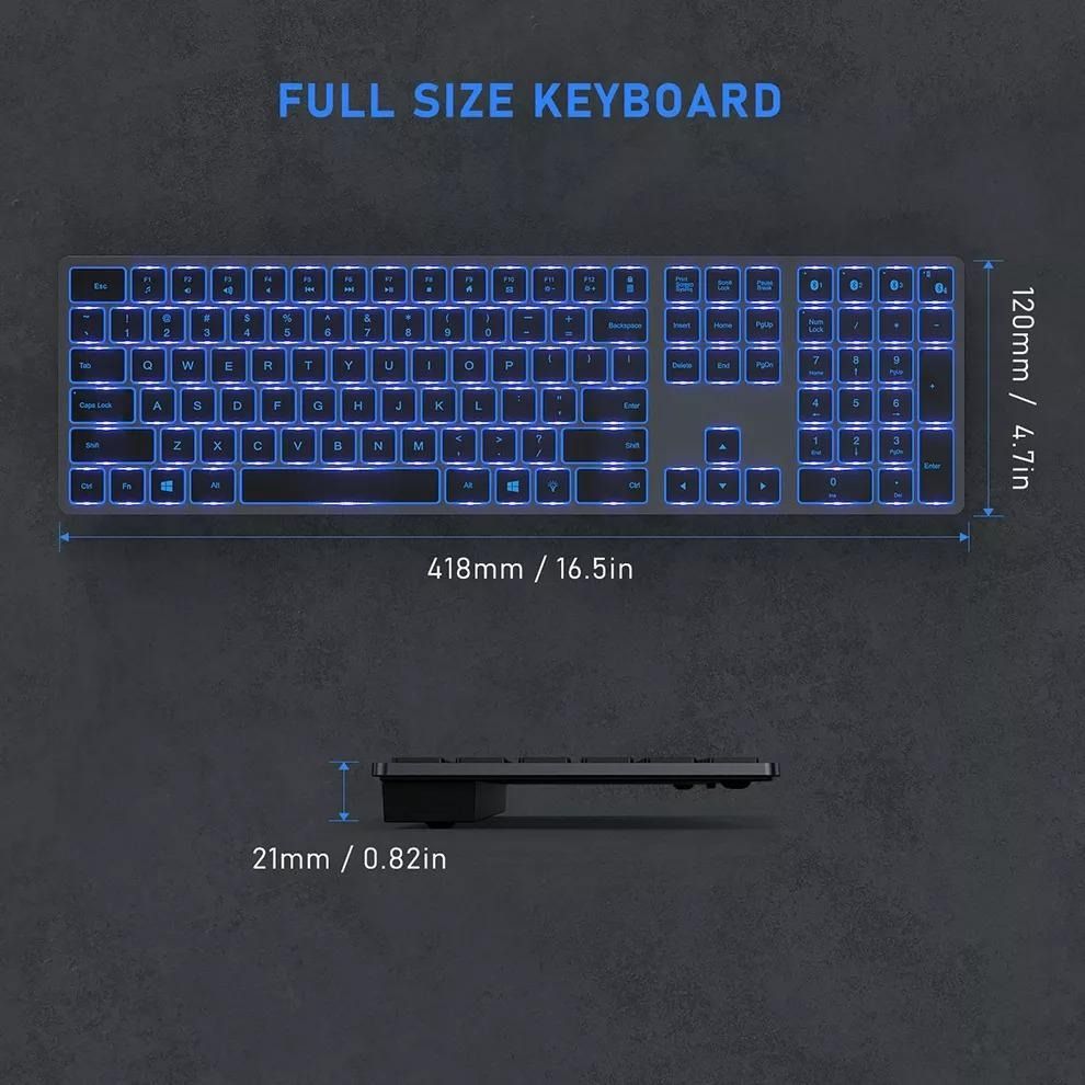 [2581] Jelly Comb IWG-ZXBT3 Bluetooth Backlit Keyboard, Computers ...