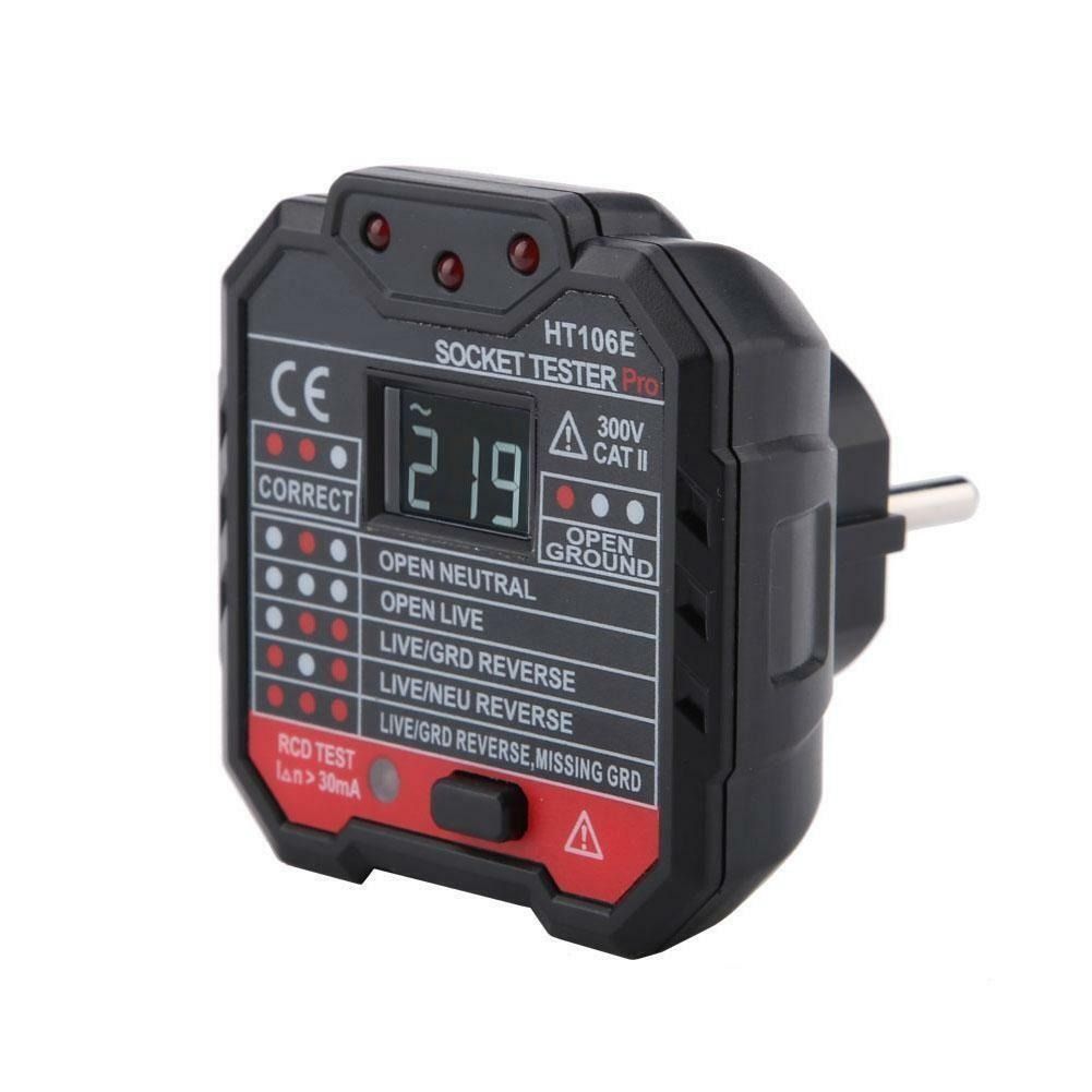 [2690] HT106E Multi-function Electric Socket Tester Mains Fault Checker ...