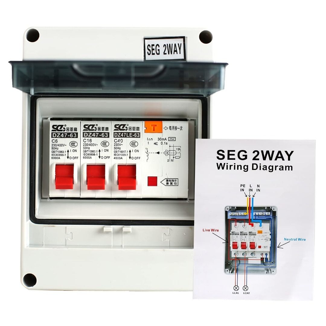 [2697] Consumer Unit Circuit Breaker Panel, 2-Way Mini Leakage Proof ...