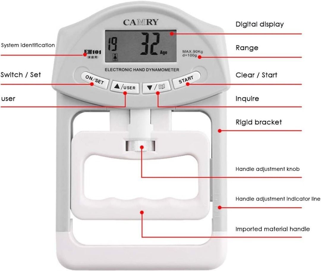 [2698] CAMRY Digital Hand Dynamometer, Health & Nutrition, Medical ...