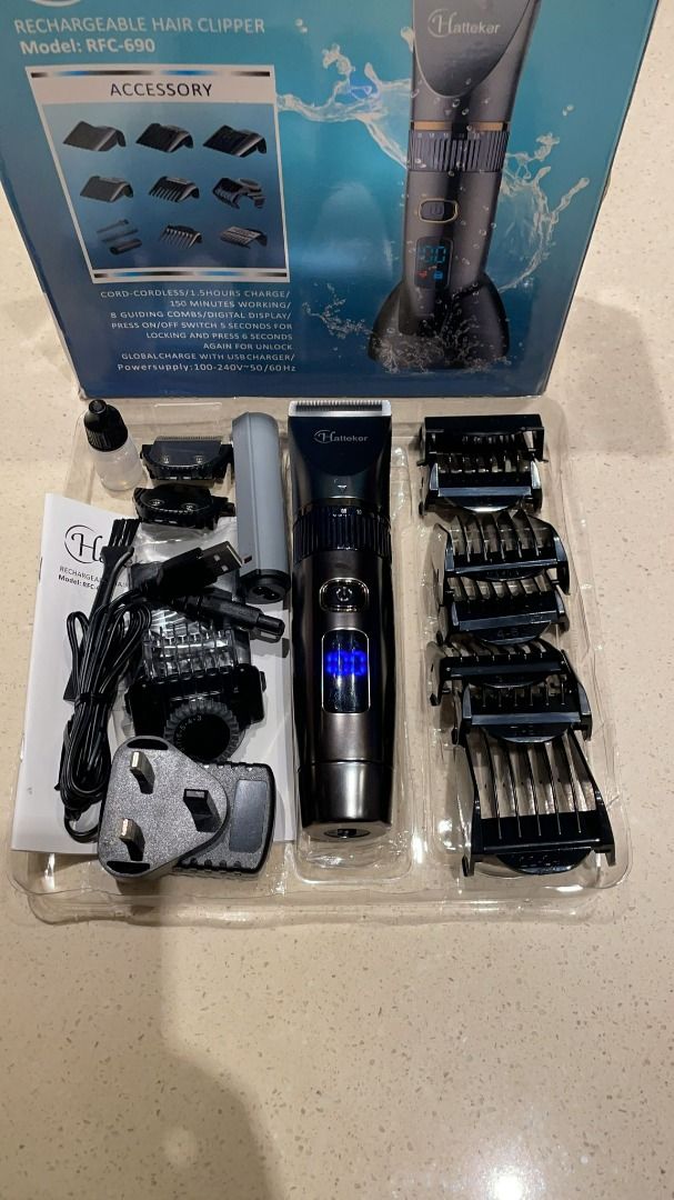 3524) HATTEKER Rechargeable Hair Clippers for Men - Cordless Hair ...