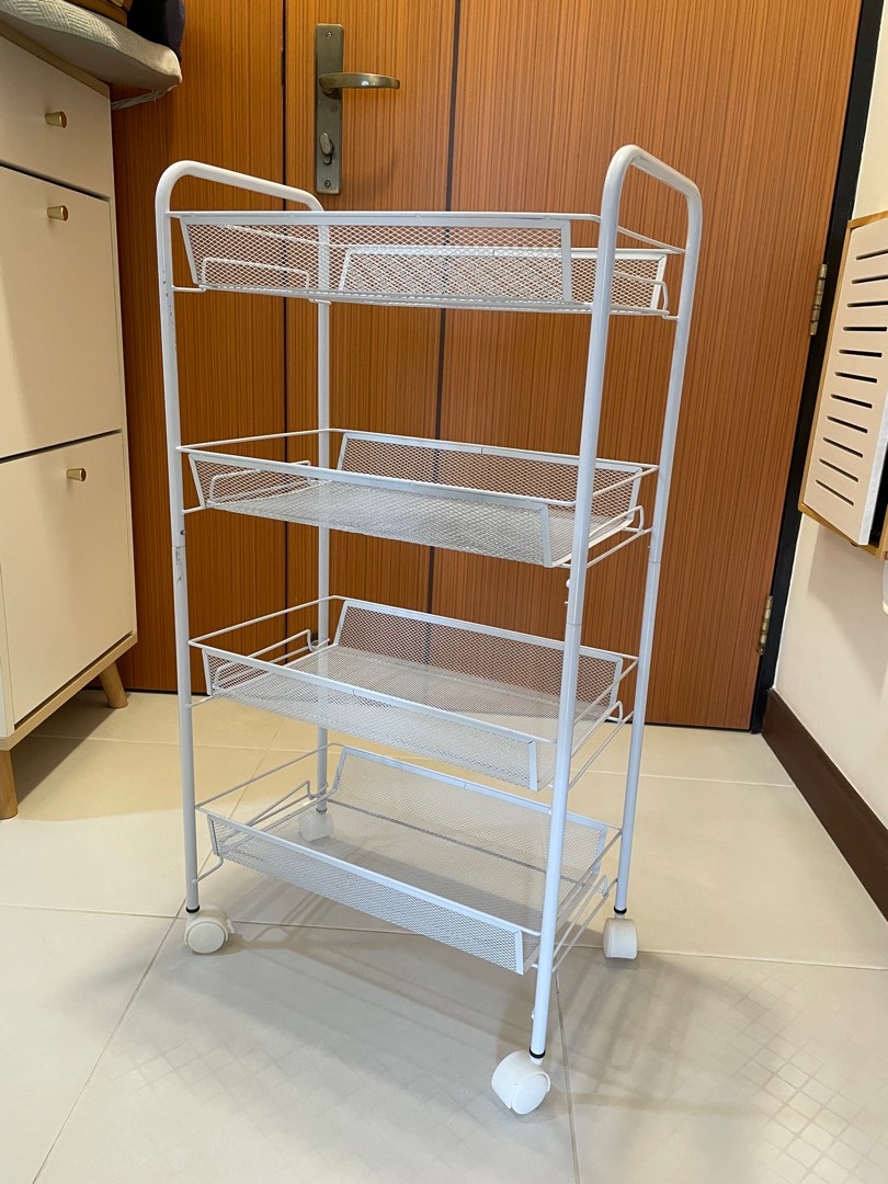 4 tier rack with wheels (white), Everything Else on Carousell