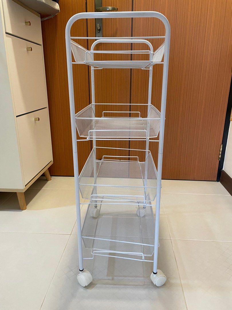 4 tier rack with wheels (white), Everything Else on Carousell