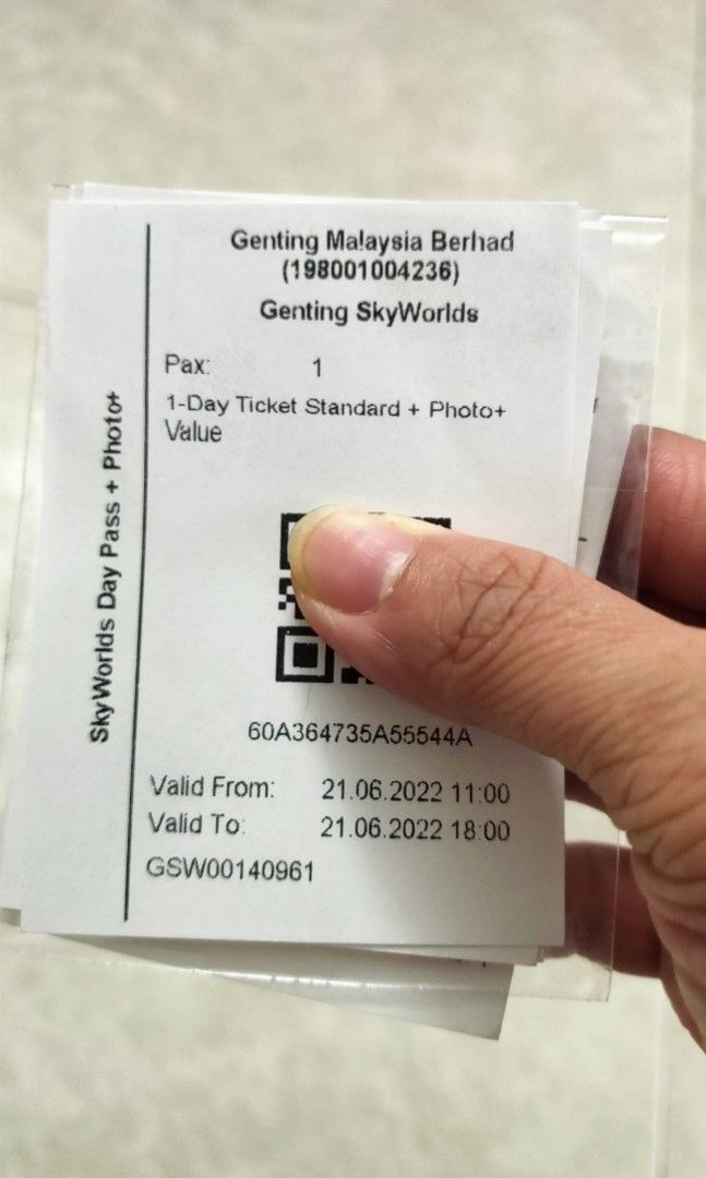 6x PHYISCAL TICKET Genting skyworlds outdoor theme park + Photo ...
