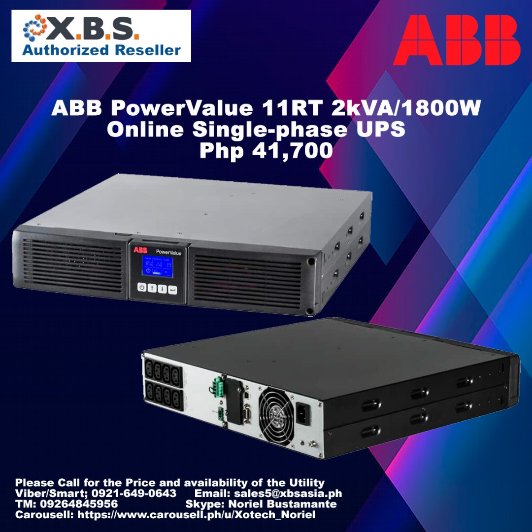 ABB PowerValue 11RT 2kVA/1800W Online Single-phase UPS, Computers & Tech, Office & Business ...