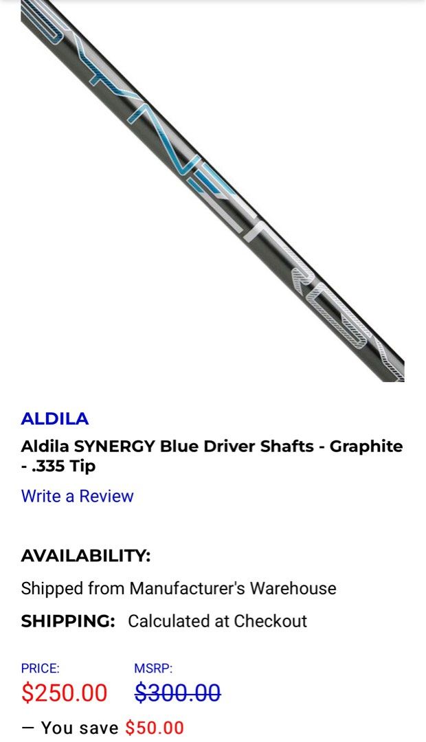 Aldila Synergy shaft, Fujikura Speeder Driver shaft & Aldila NVS FW ...