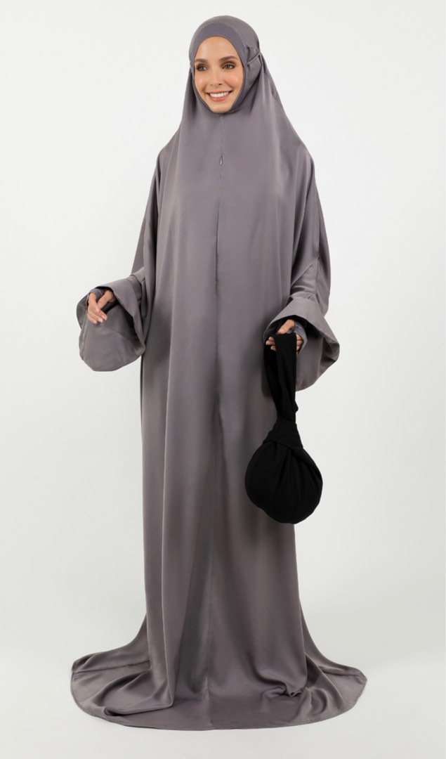 Ankara One-Piece Prayerware (Pewter), Women's Fashion, Muslimah Fashion ...