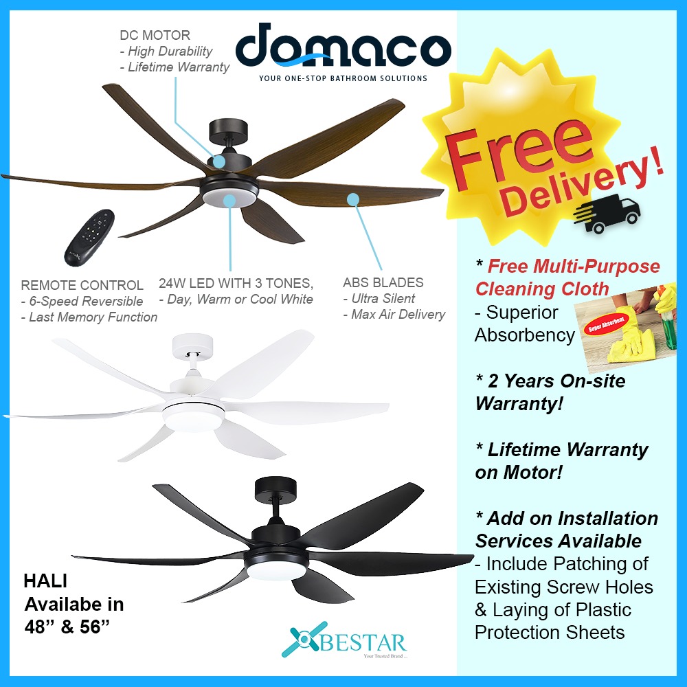 Bestar Hali DC Ceiling Fan with 24W 3 Tone LED Light Kit and Remote ...