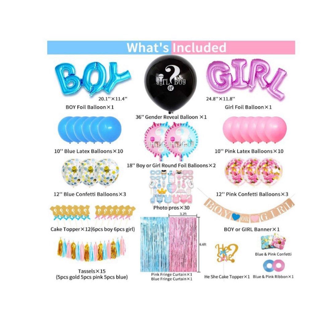 BNIB GENDER REVEAL PARTY PACK nego, Hobbies & Toys, Stationery & Craft ...