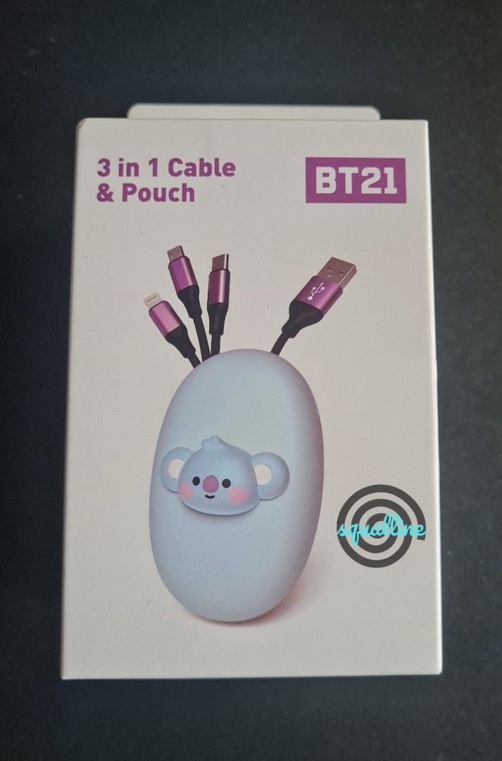 BT21 - 3-in-1 Cable and Pouch - Koya, Hobbies & Toys, Memorabilia & Collectibles, K-Wave on ...