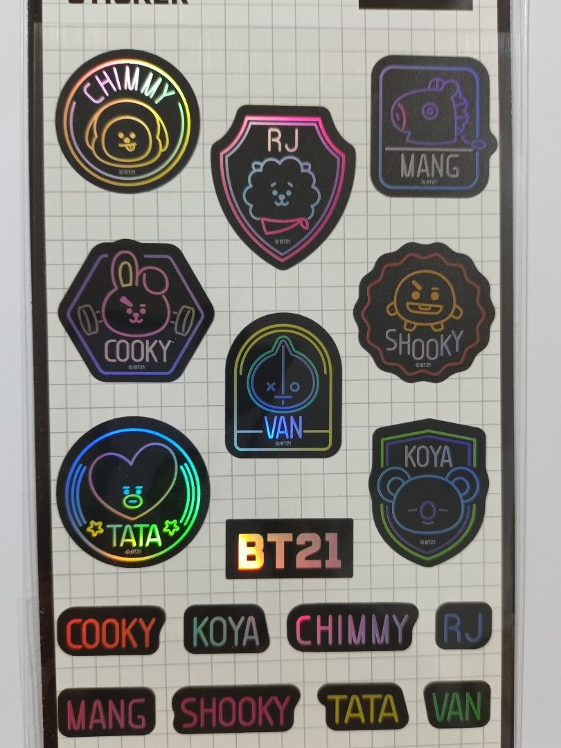 BT21 NEON Sticker -Red, Hobbies & Toys, Stationary & Craft, Other ...