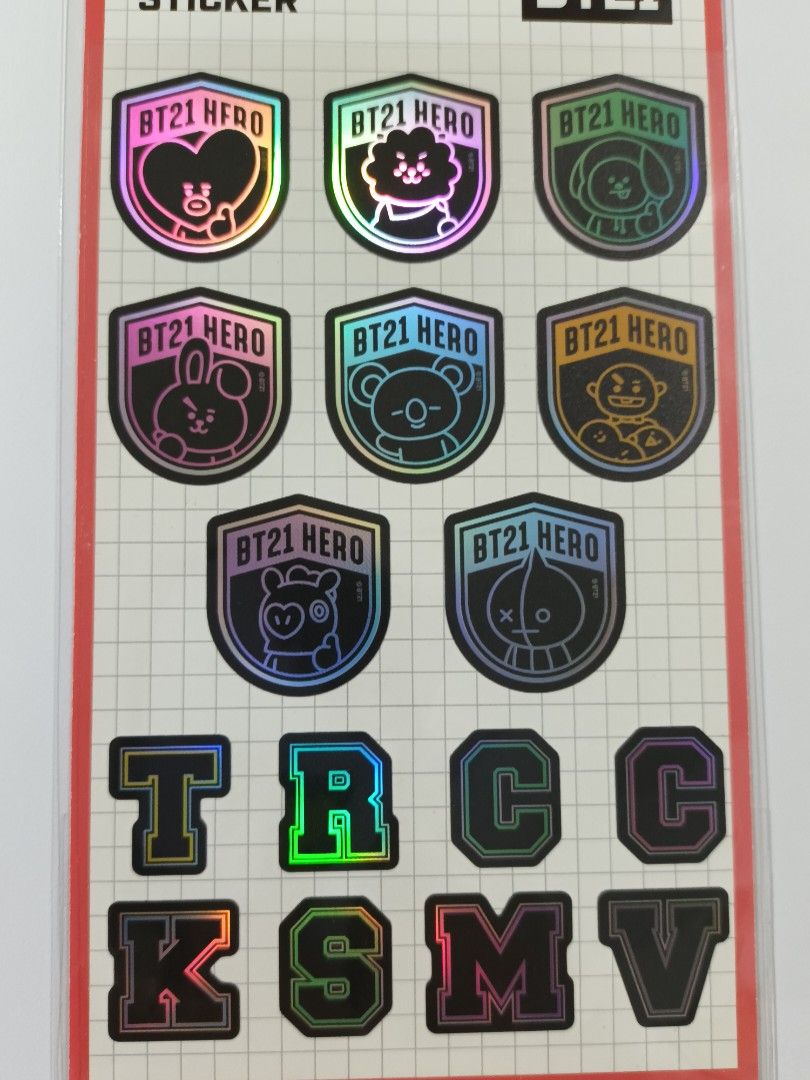 BT21 NEON Sticker -Red, Hobbies & Toys, Stationary & Craft, Other ...