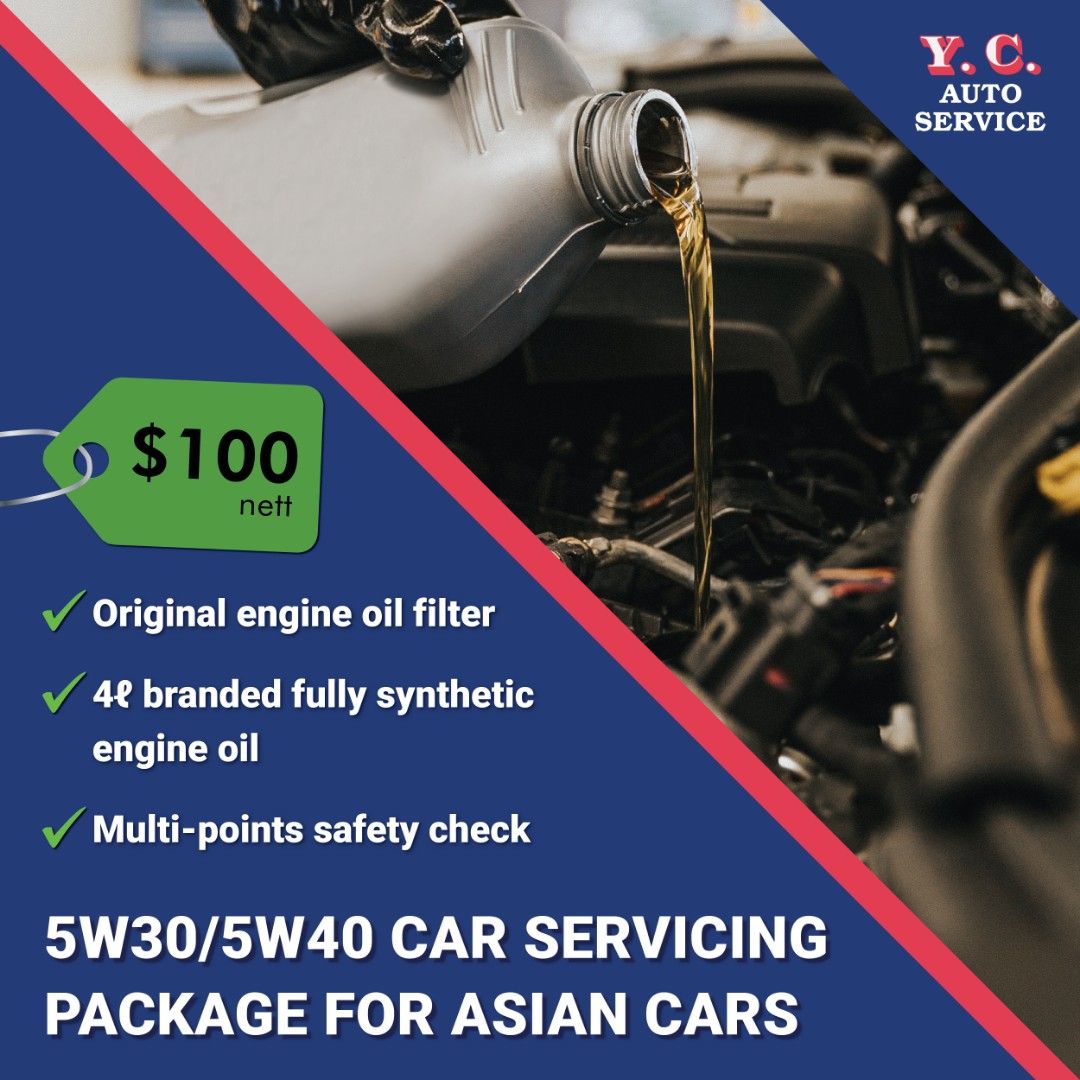 Car Servicing Package: Branded 5W30/5W40 Fully Synthetic Engine Oil ...