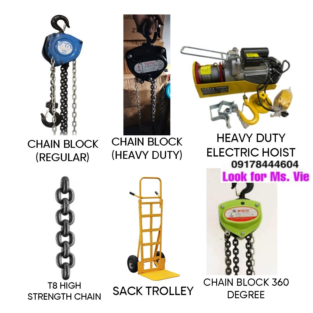 CHAIN BLOCK, HEAVY DUTY, ELECTRIC HOIST, T8 HIGH STRENGTH CHAIN, SACK ...