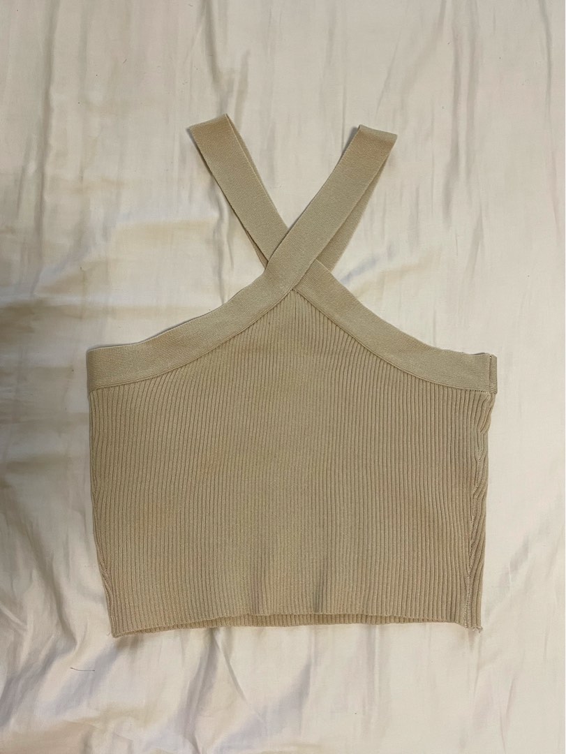 Criss cross halter top, Women's Fashion, Tops, Sleeveless on Carousell