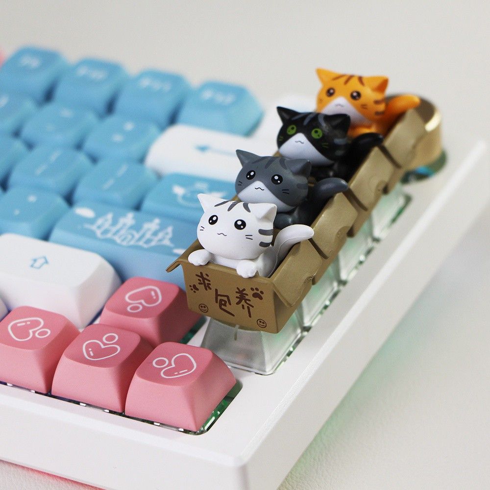Cute cat artisan Keycaps OEM PROFILE compatible or gateron cherry mix ...