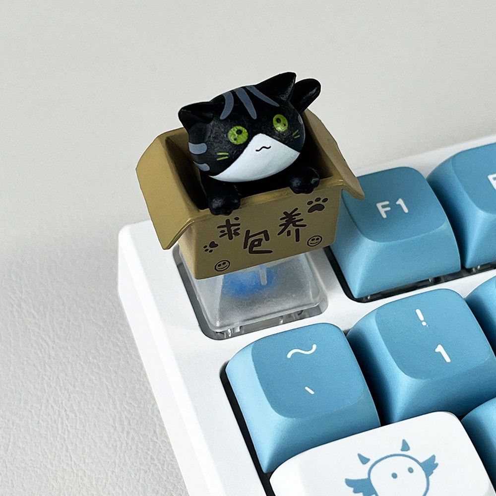 Cute cat artisan Keycaps OEM PROFILE compatible or gateron cherry mix ...