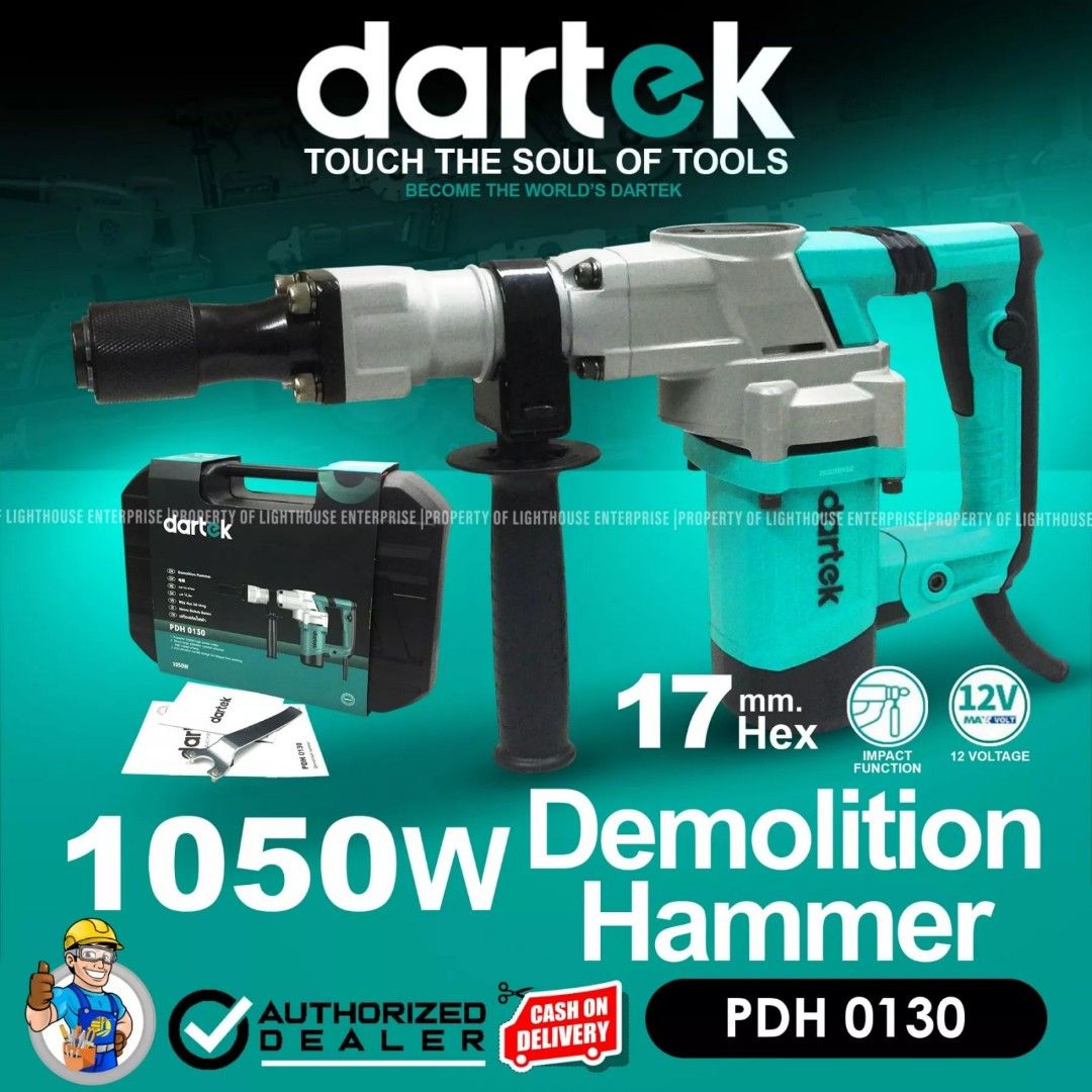 DARTEK 1050W Percussion Hammer / Demolition Hammer (PDH 0130 ...