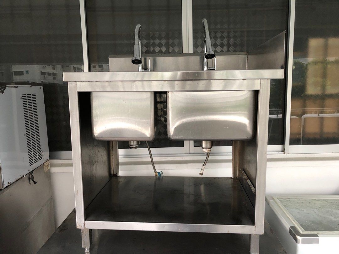 Double Sink With Pozzi K4000 Taps, Furniture & Home Living, Bathroom ...